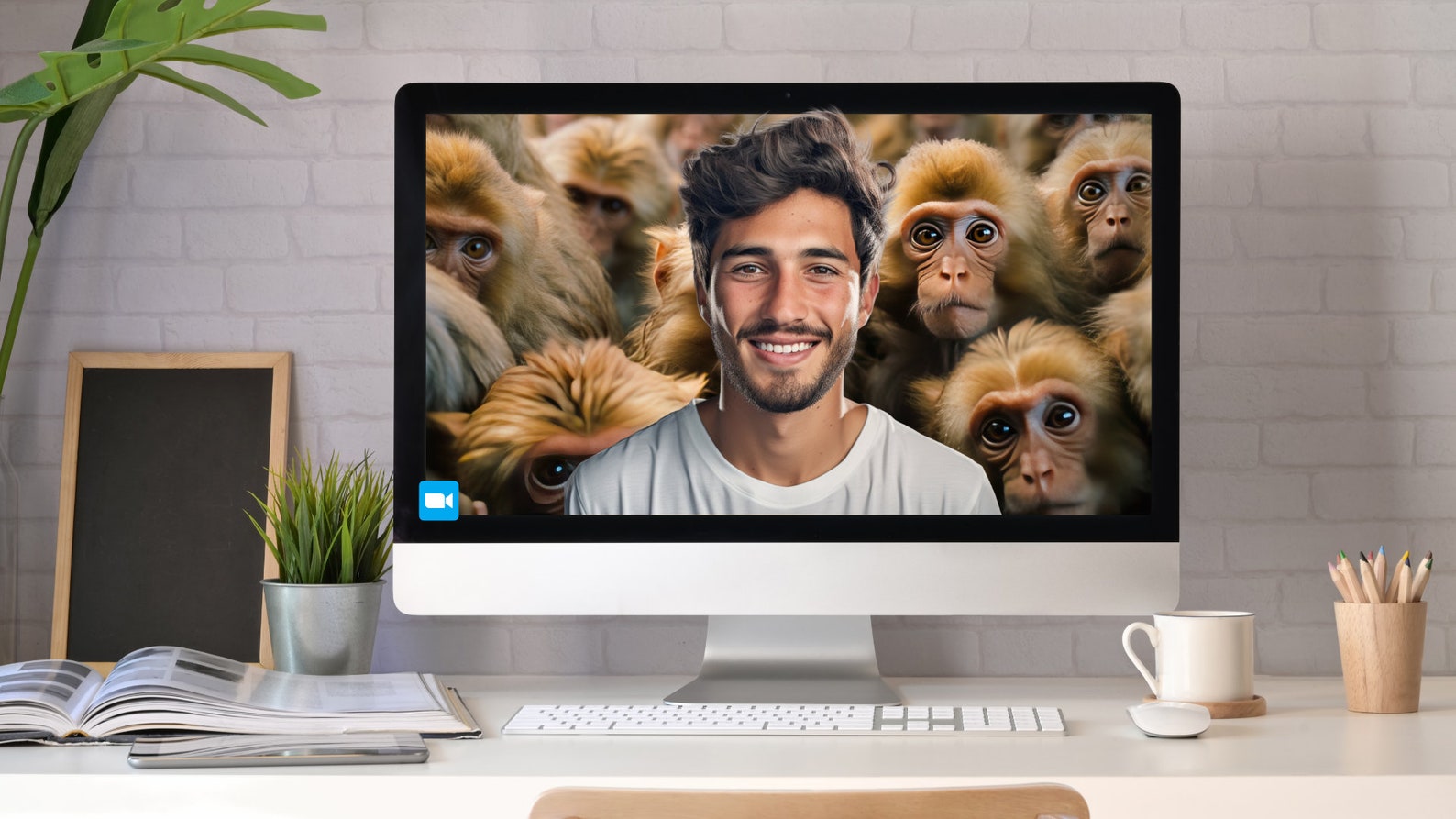 Funny Zoom Background, Monkey Edition, 8 PNG Images in High Quality ...