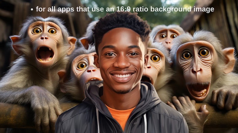 Funny Zoom Background, Monkey Edition, 8 PNG Images in High Quality ...