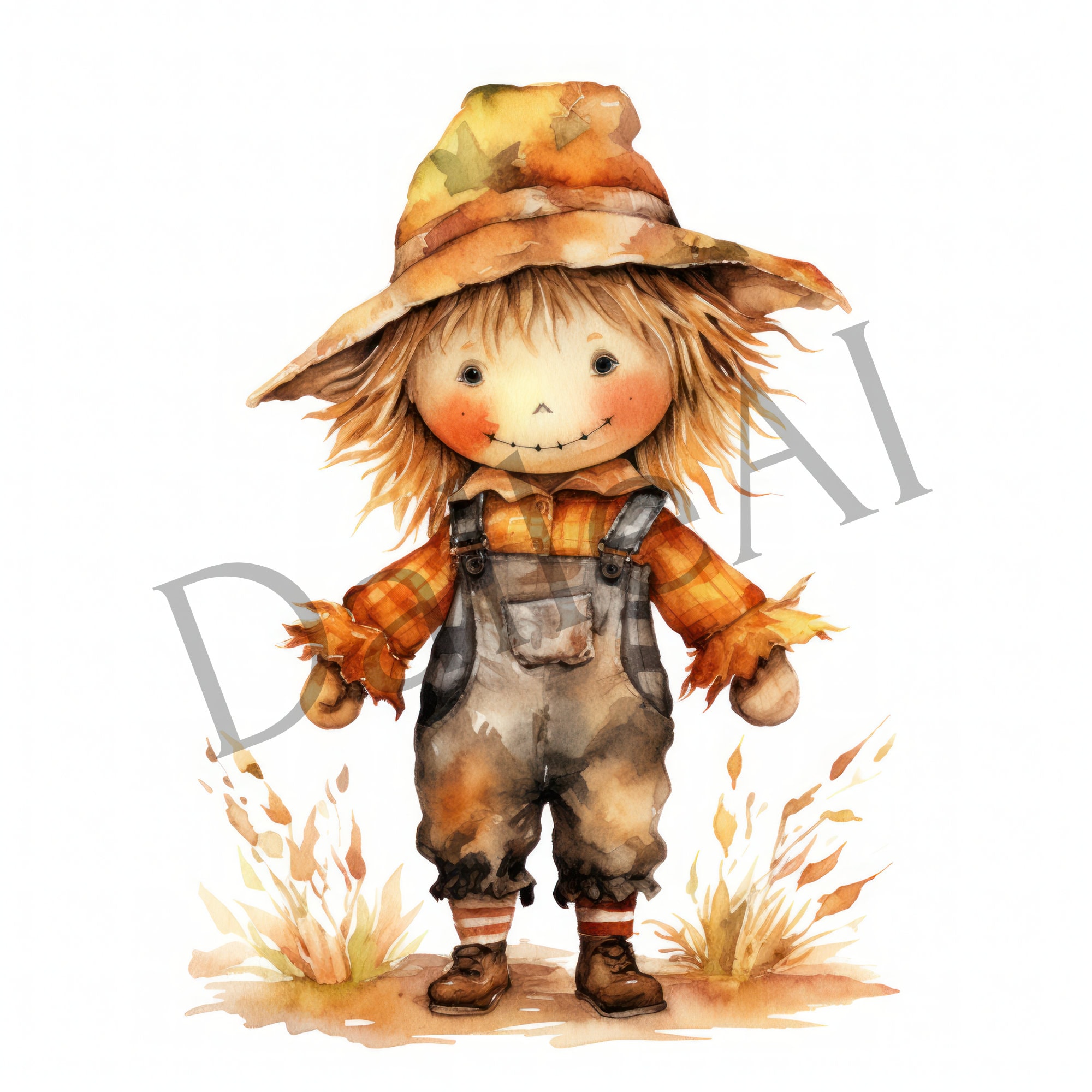 Scarecrow Clipart, Set of 38 PNG Images, High Quality Images, Wall Art ...