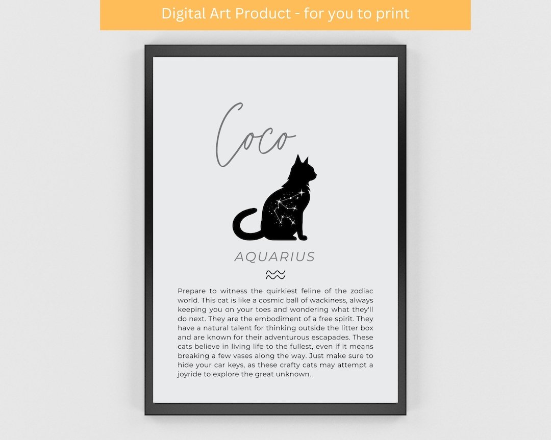 Cat Zodiac Signs, Custom Cat Poster, Personalized Cat Astrology Sign ...