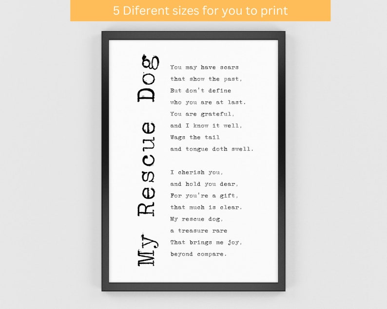 My Rescue Dog Poem Print - Rescue Dog Mom - Dog Mom Gift - Dog Poem ...