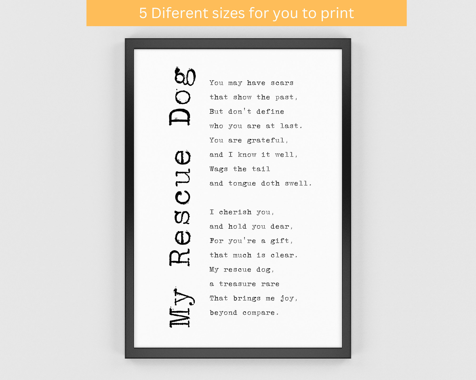 My Rescue Dog Poem Print - Rescue Dog Mom - Dog Mom Gift - Dog Poem ...