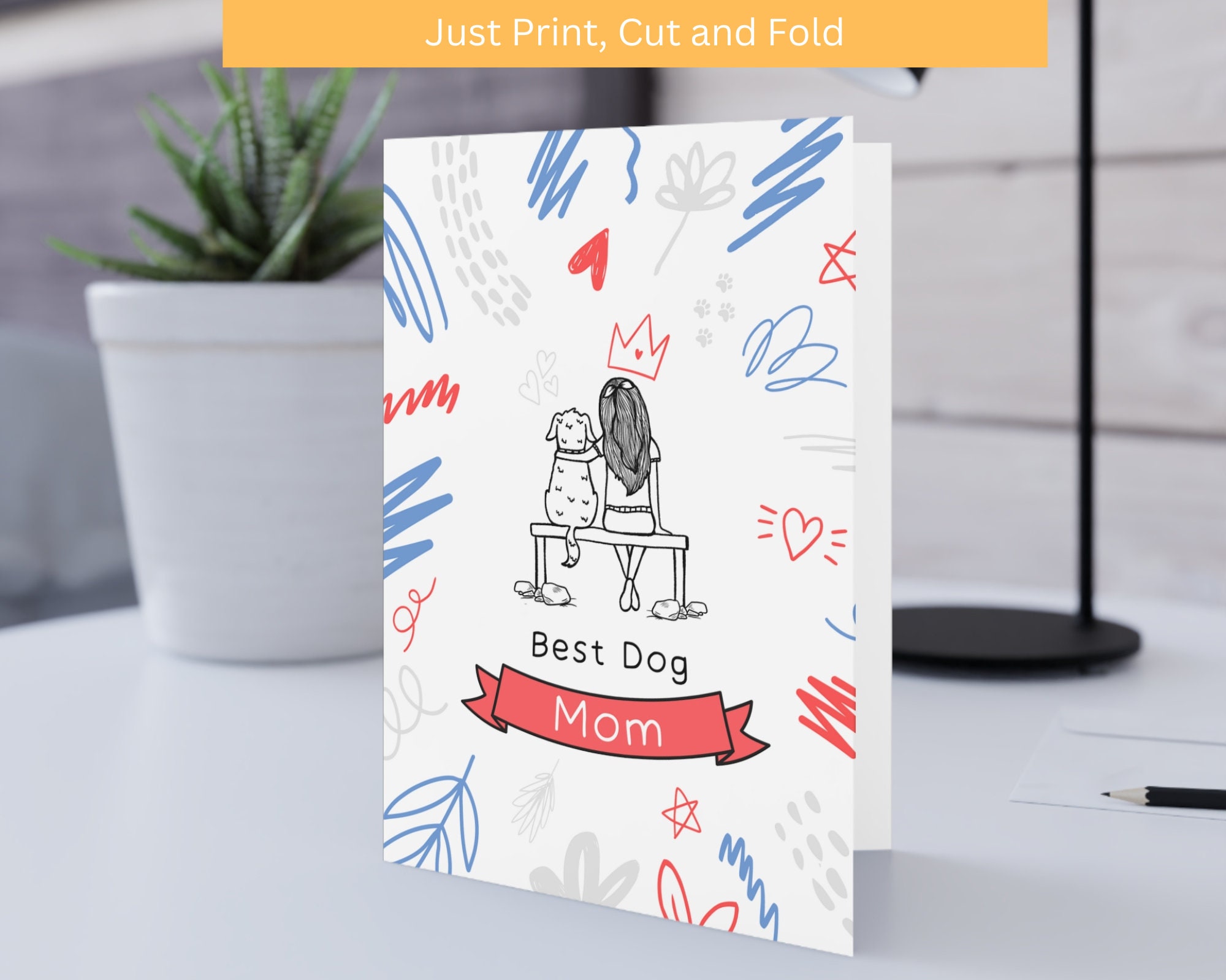 Best Dog Mom Greeting Card Printable - Mother's Day Greeting Card - Dog ...