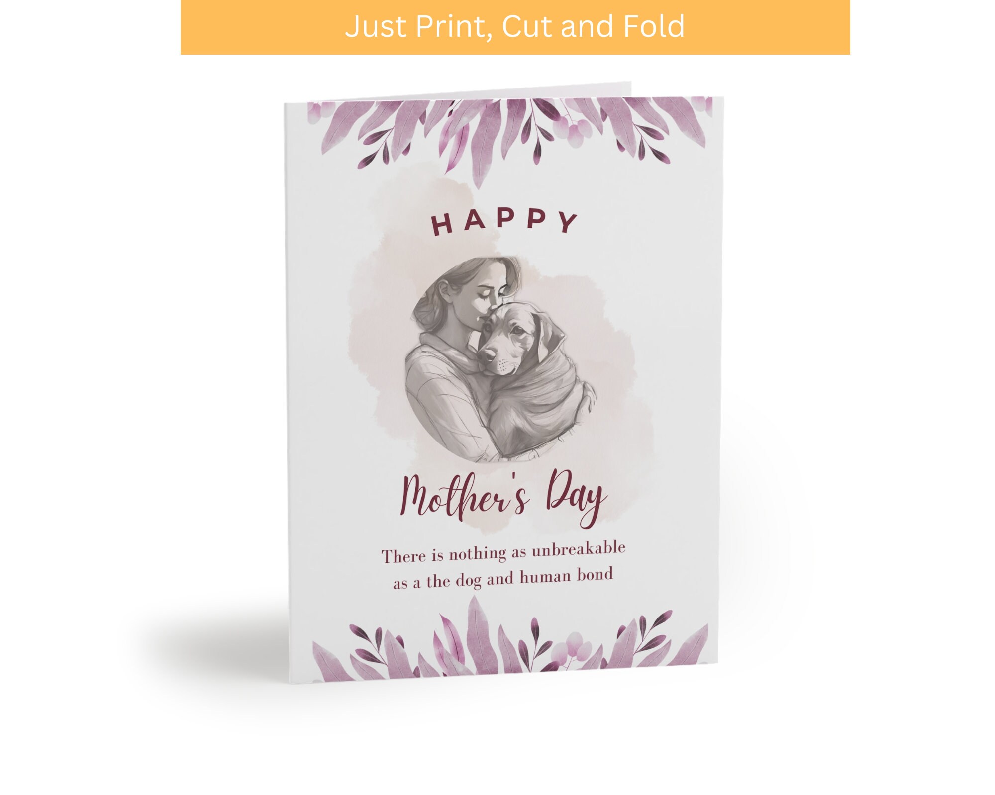 Mom and Dog Bond Greeting Card Printable - Mother's Day Greeting Card ...
