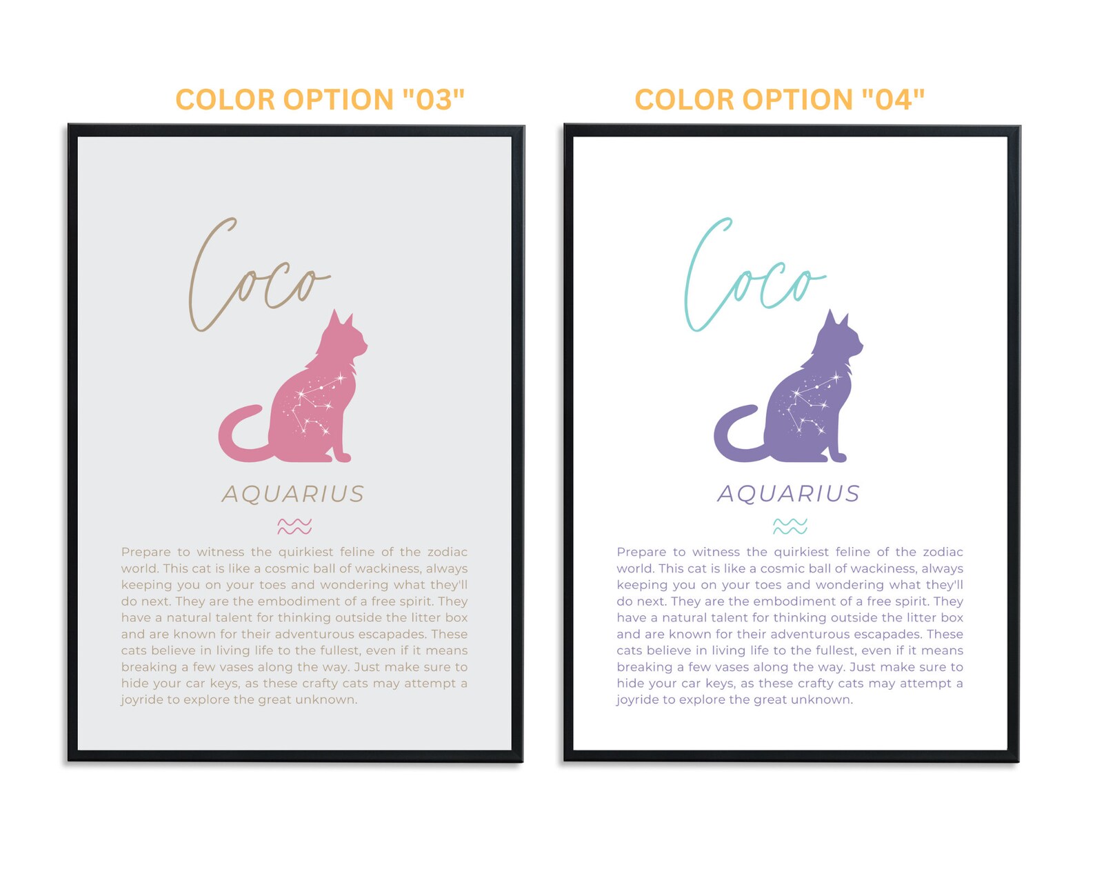Cat Zodiac Signs, Custom Cat Poster, Personalized Cat Astrology Sign ...