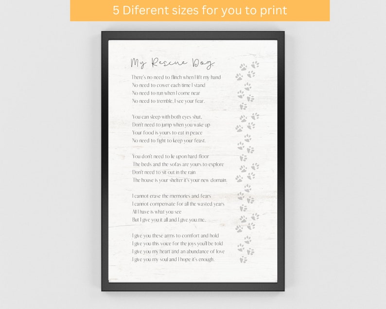 My Rescue Dog Poem Print - Shelter Dog Poem - Dog Poetry - Rescue Dog ...