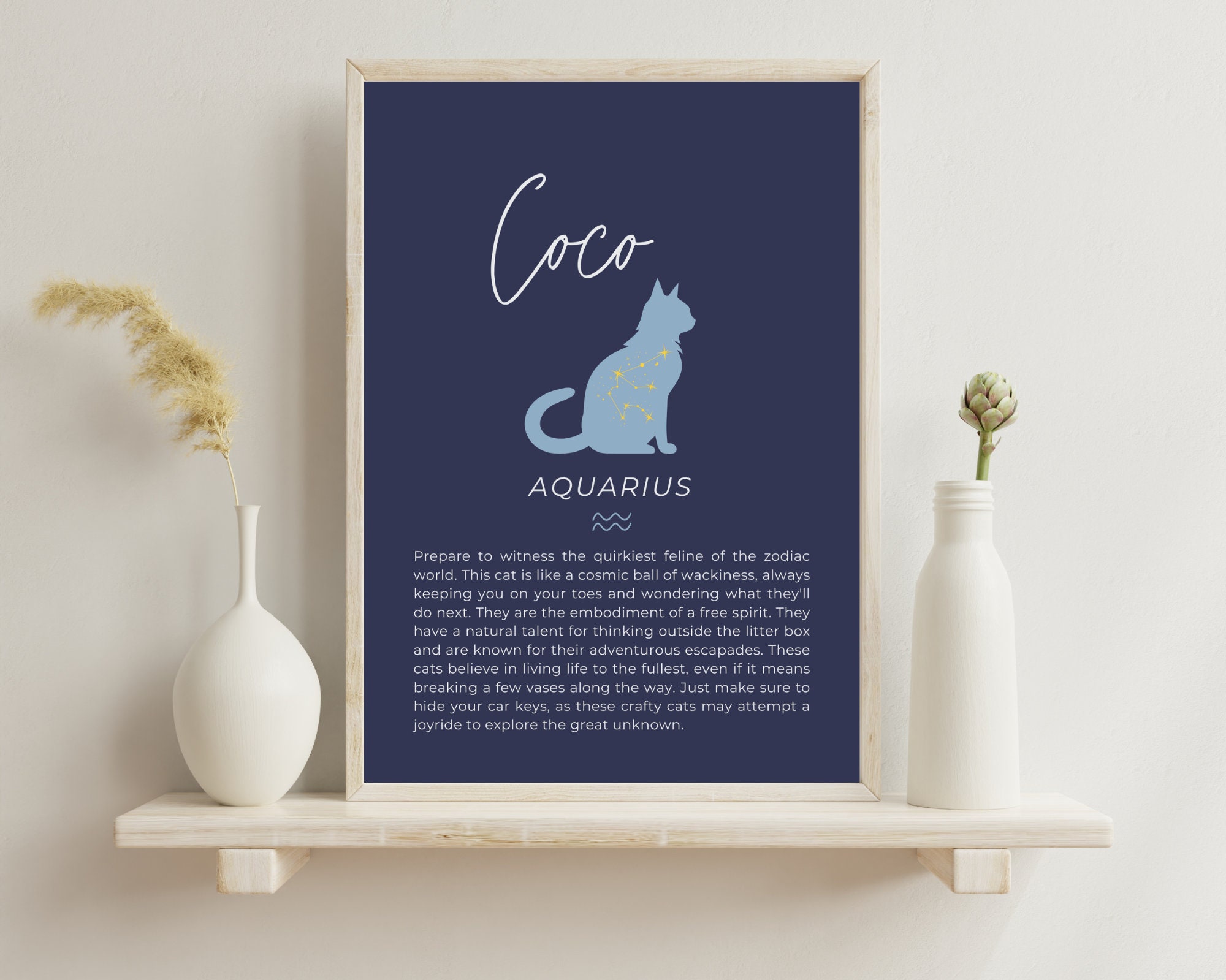 Cat Zodiac Signs, Custom Cat Poster, Personalized Cat Astrology Sign ...