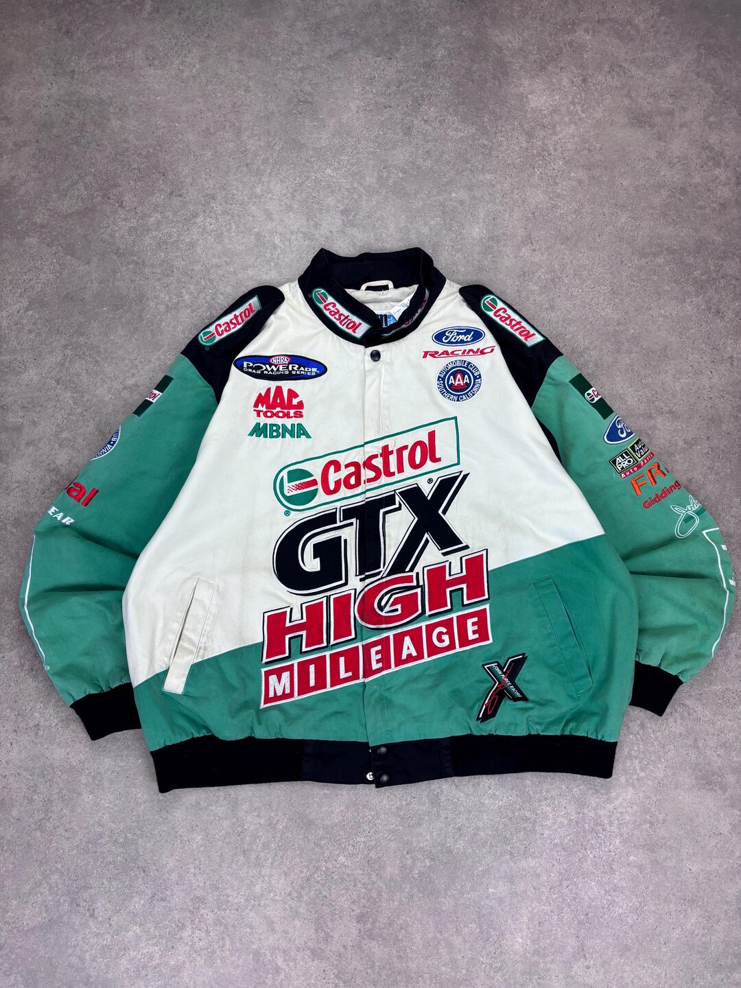 Vintage 90s Castrol GTX Racing Jacket | Ford NASCAR Embroidered Bomber ...
