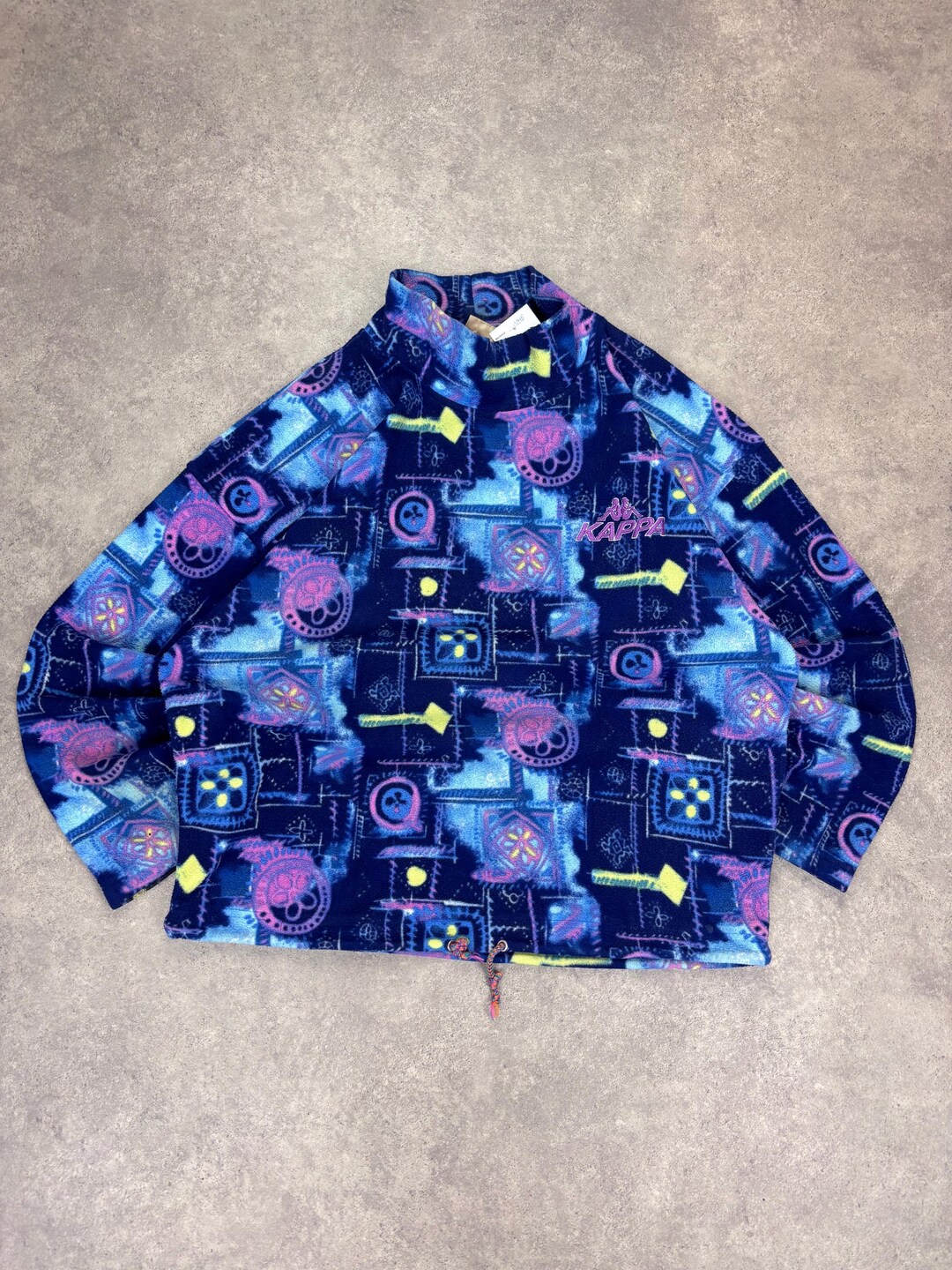 Vintage 90s Kappa Crazy Pattern Fleece Sweater Blue Purple - Retro ...