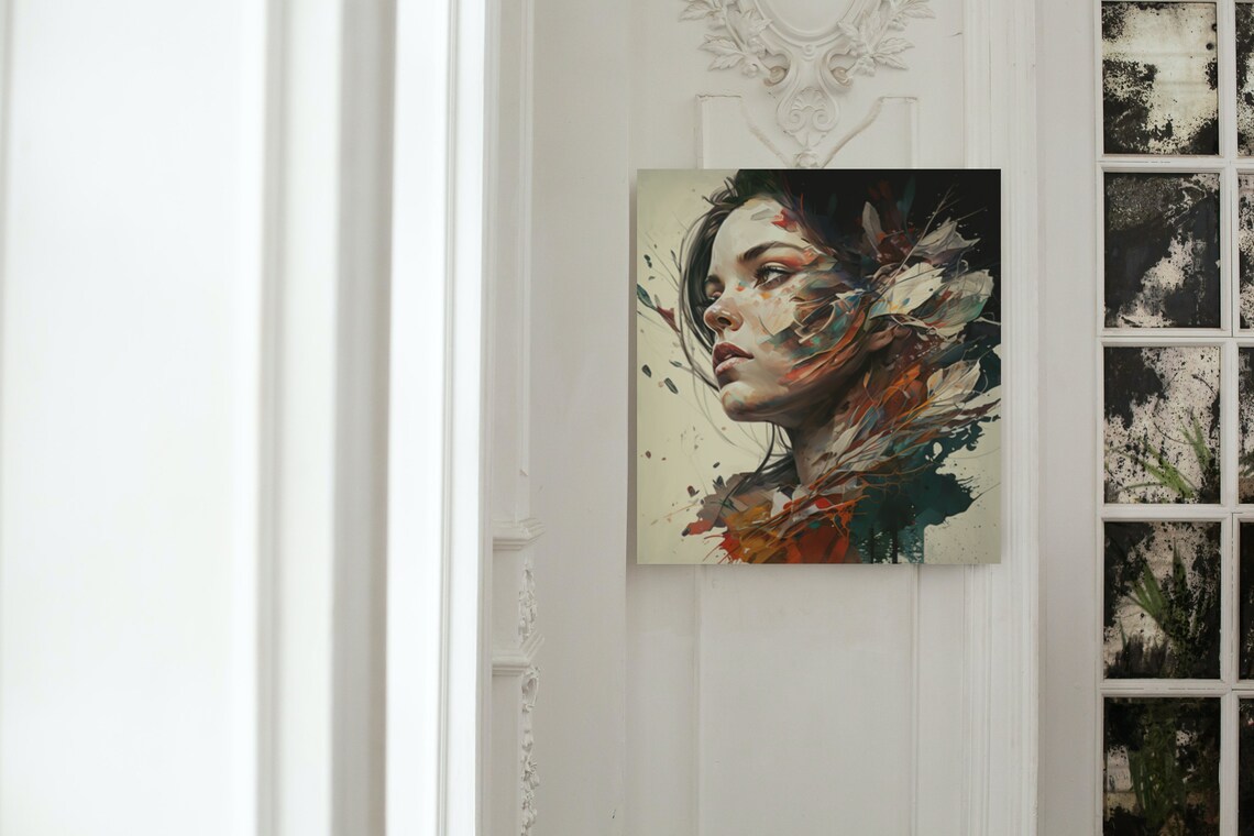 Half Woman Wall Art ,abstract Artwork, Modern Canvas Art,woman Face Art ...