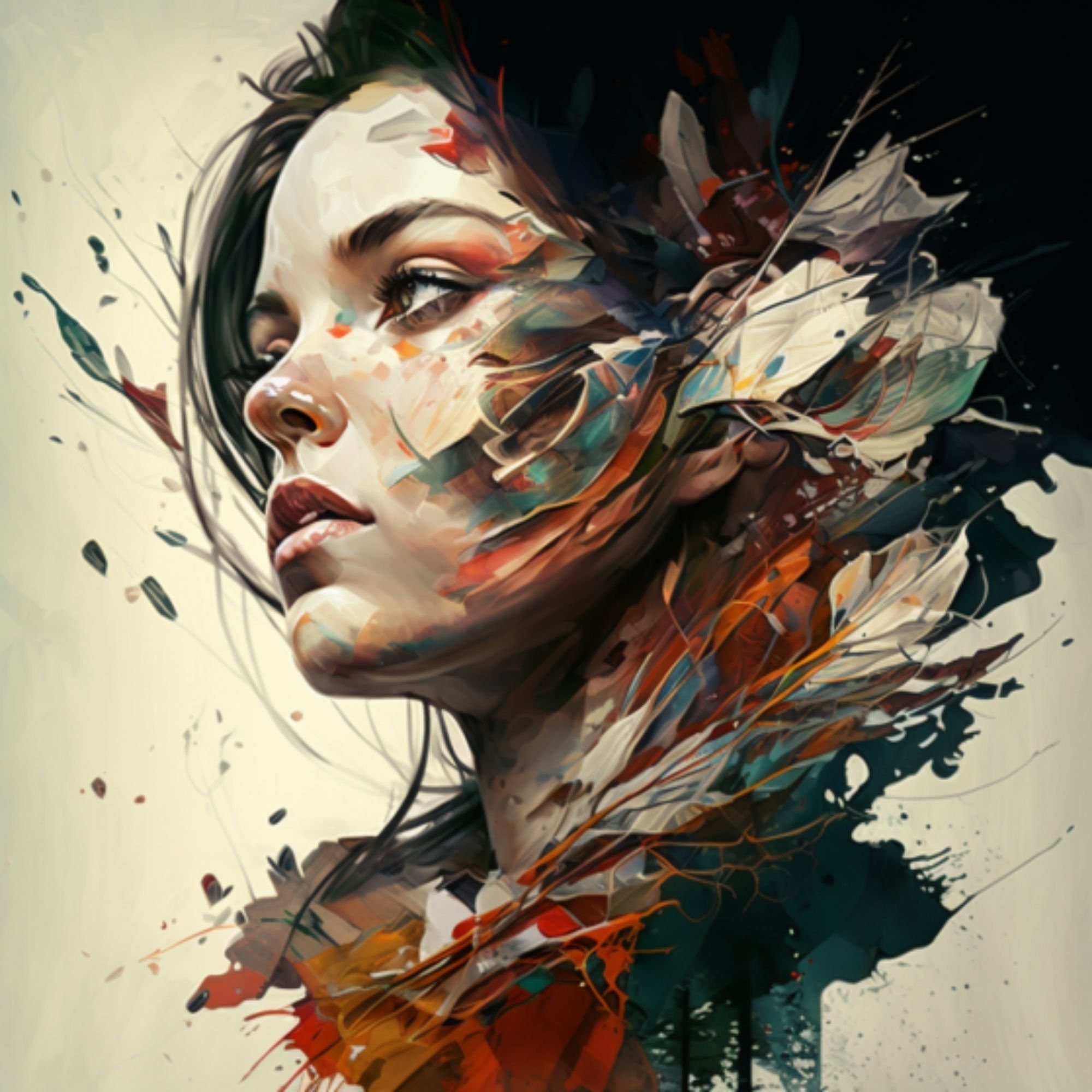 Half Woman Wall Art ,abstract Artwork, Modern Canvas Art,woman Face Art ...