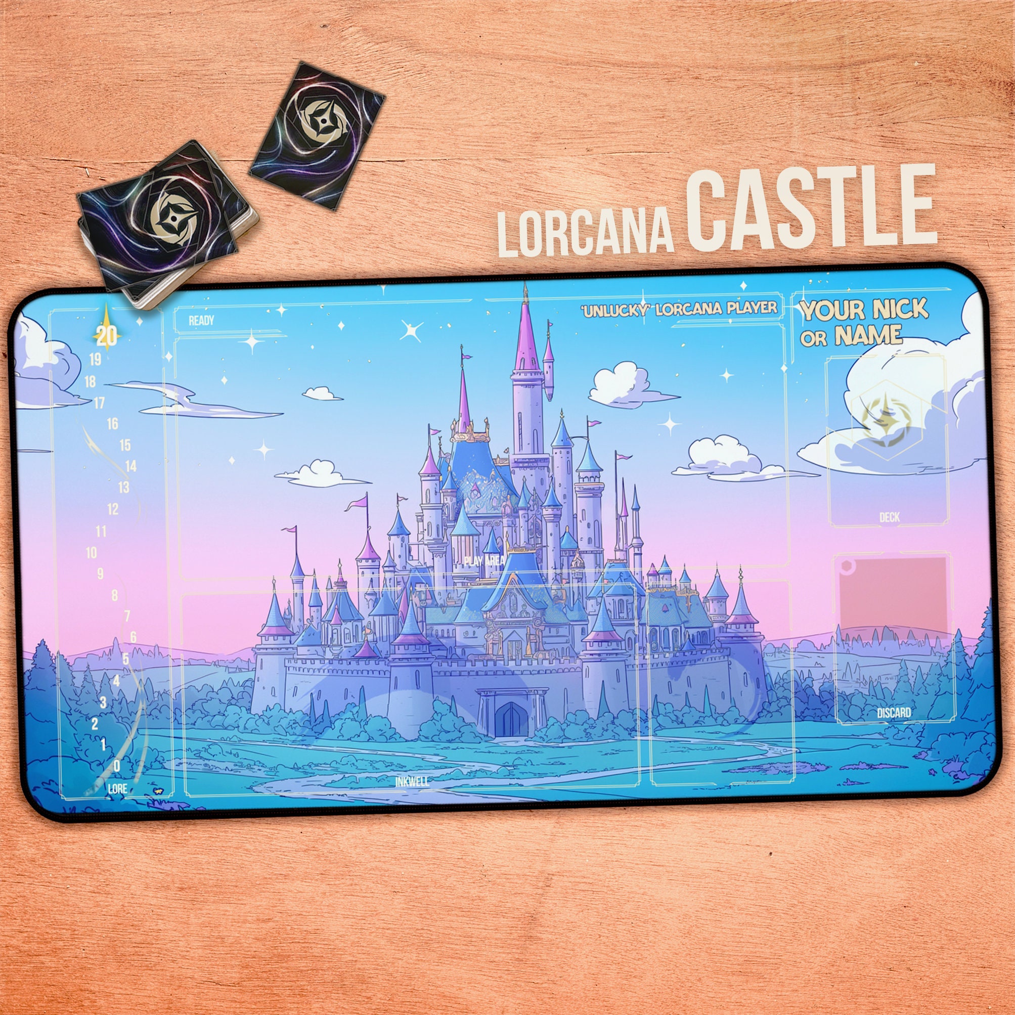Cute Castle Lorcana Playmat, Personalized Cartoon TCG Play Mat With ...