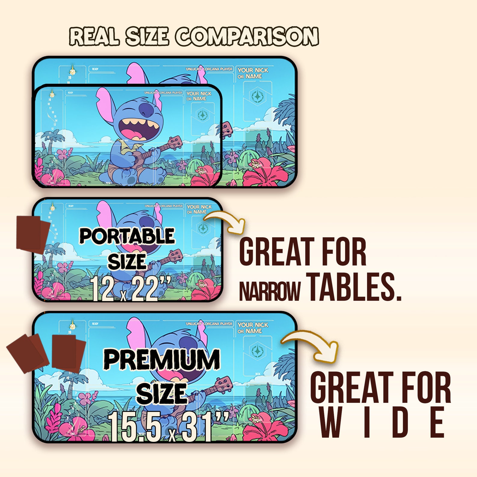 Lorcana Playmat Cute Stitch, Personalized TCG Table Mat Rock Star Card ...