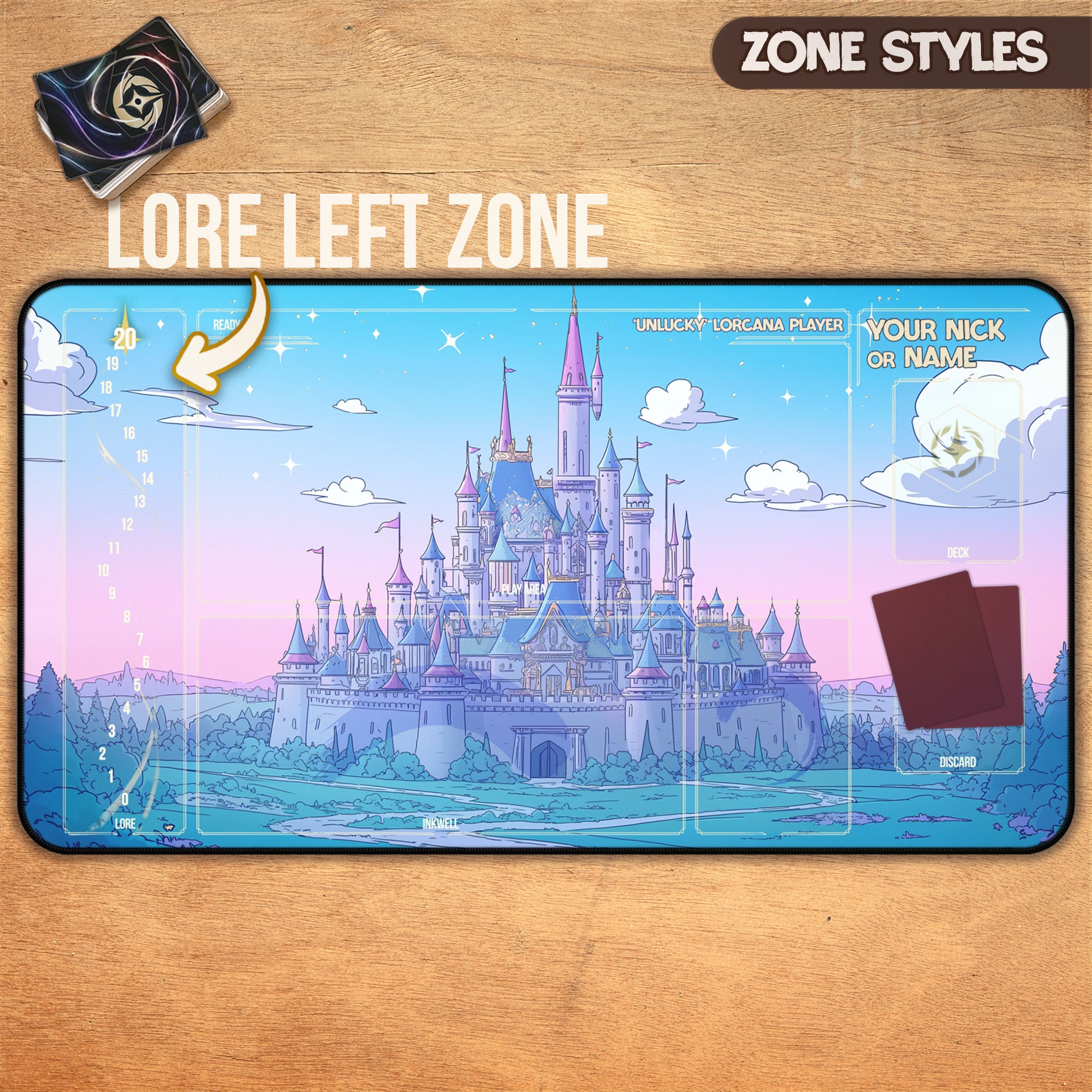 Cute Castle Lorcana Playmat, Personalized Cartoon TCG Play Mat With ...