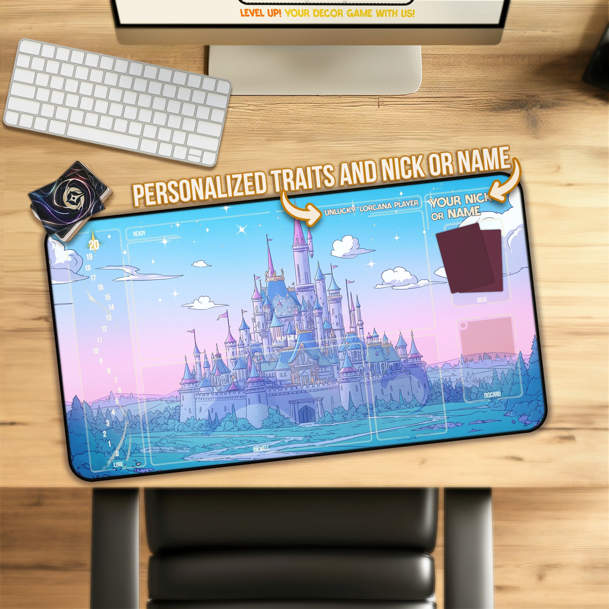 Cute Castle Lorcana Playmat, Personalized Cartoon TCG Play Mat With ...