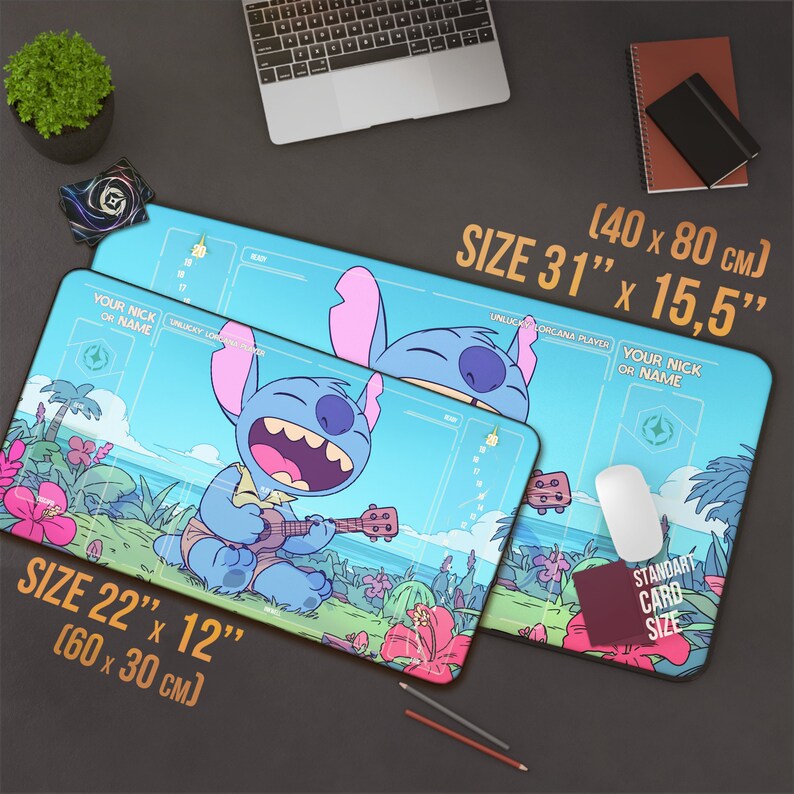 Lorcana Playmat Cute Stitch, Personalized TCG Table Mat Rock Star Card ...
