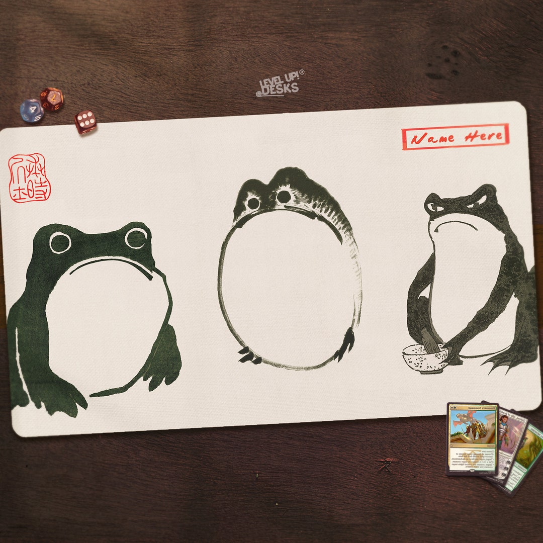 Japanese Frog Playmat: Personalized Ukiyo-e Minimalist Desk Mat, Sad ...