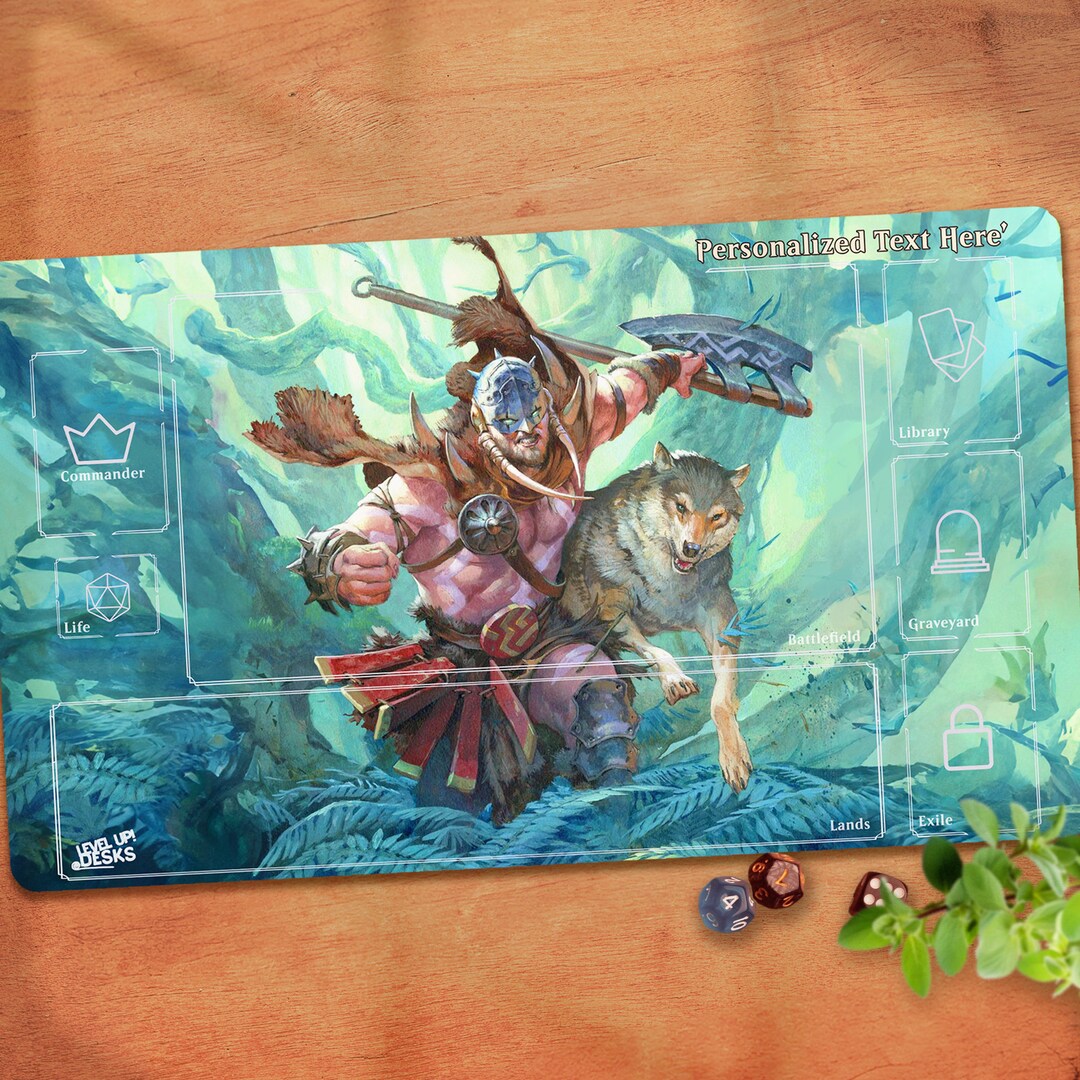 Garruk MTG Playmat // Personalized 24''x14'' Custom TCG Green Forest ...