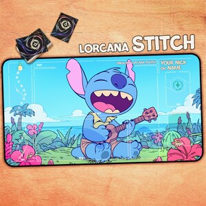 Lorcana Playmat Cute Stitch, Personalized TCG Table Mat Rock Star Card ...
