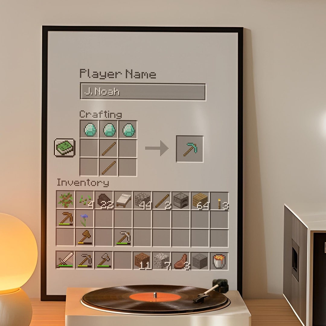 Personalized Inventory Poster Minecraft-inspired Print Custom MC Pixel ...