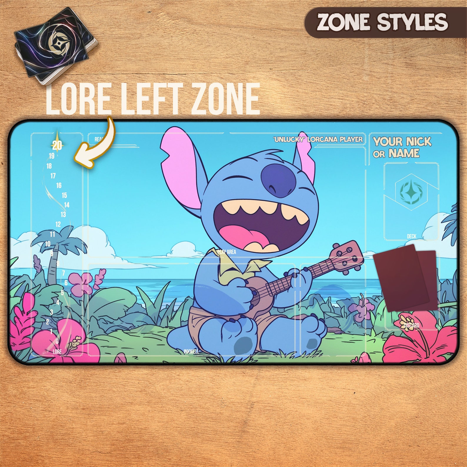 Lorcana Playmat Cute Stitch, Personalized TCG Table Mat Rock Star Card ...