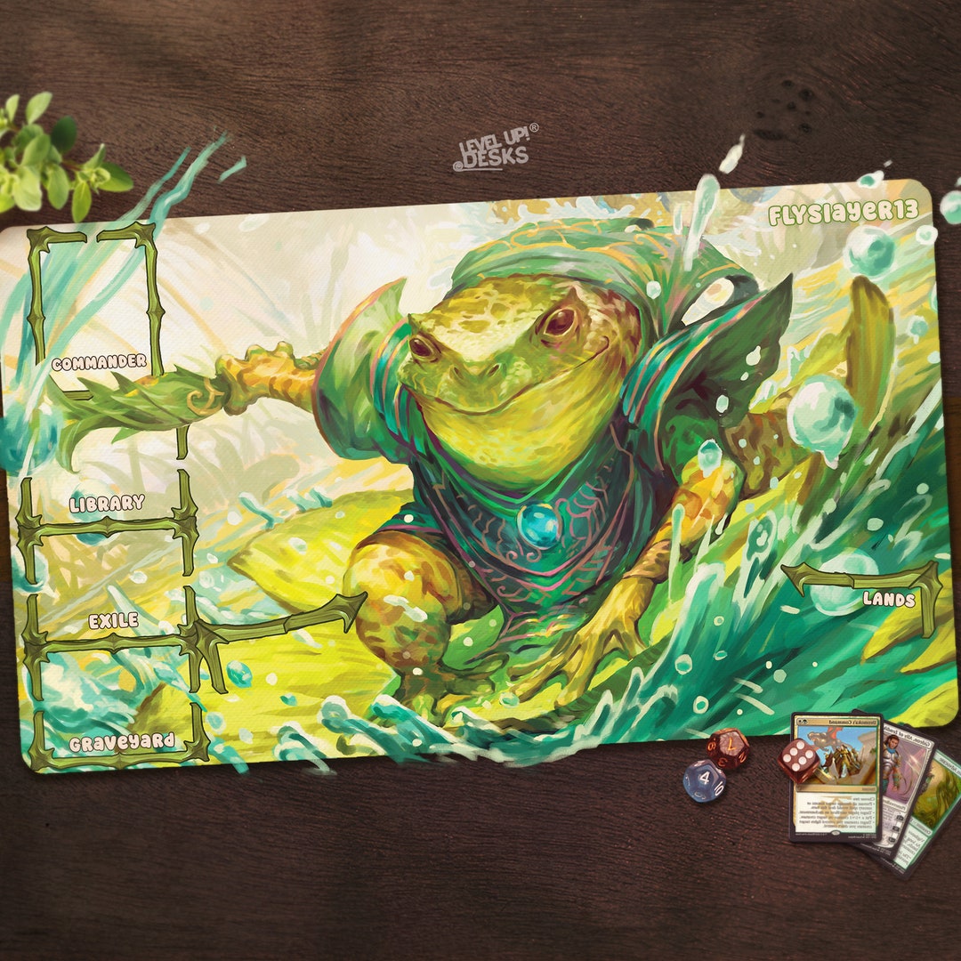 Druid Frog Mtg Playmat Bloomburrow Set Cozy Play Mat With Zones ...