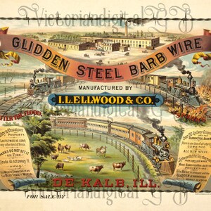 Antique Victorian Advertisement - Agricultural Glidden Steel Barbed ...