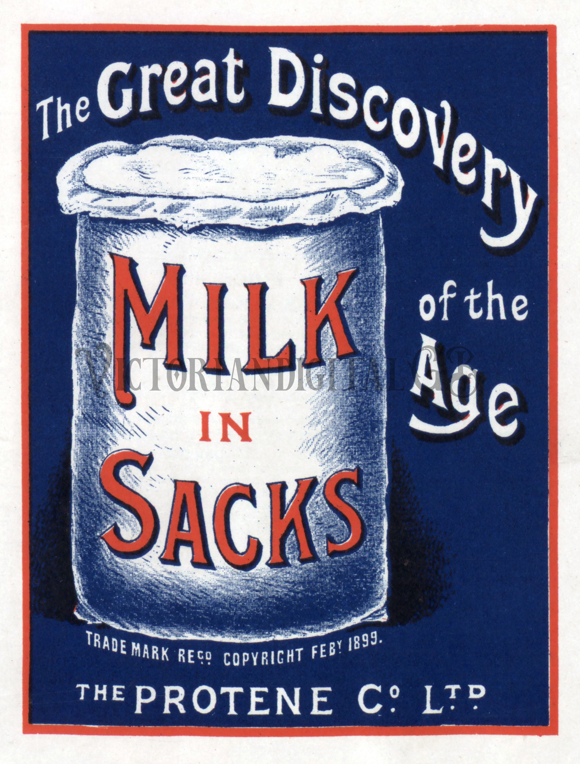Antique Victorian Advertisement Poster Milk in Sacks Poster Advert From ...