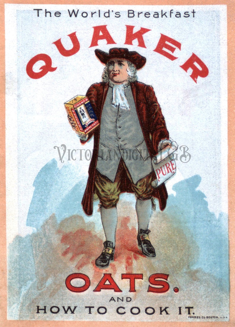 Antique Victorian Quaker Oats Poster - DIGITAL DOWNLOAD 300 Dpi - Etsy