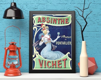 Art Nouveau Poster, 1888 Victorian Advertisement, Absinthe Aperitif ...