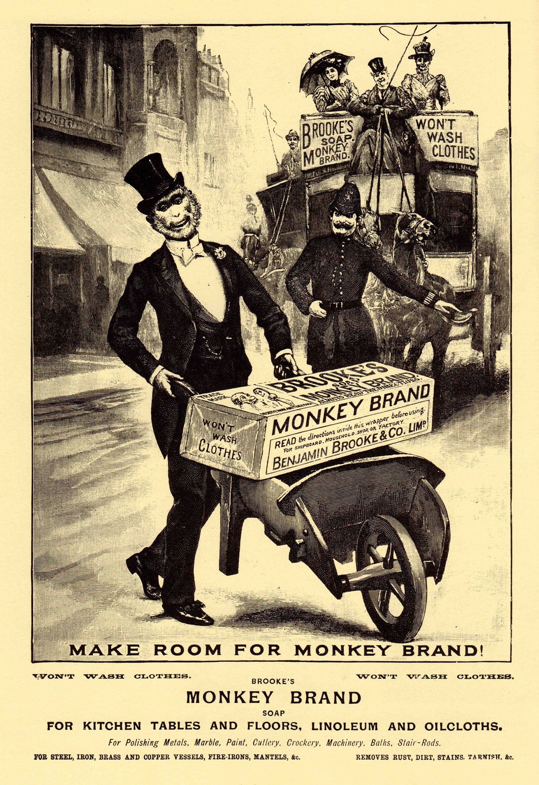 1889 Antique Victorian Advertisement - Monkey Brand Soap - DIGITAL ...