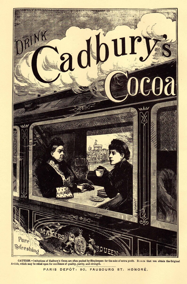 Antique Victorian Advertisement - Drink Cadburys Coco - DIGITAL ...