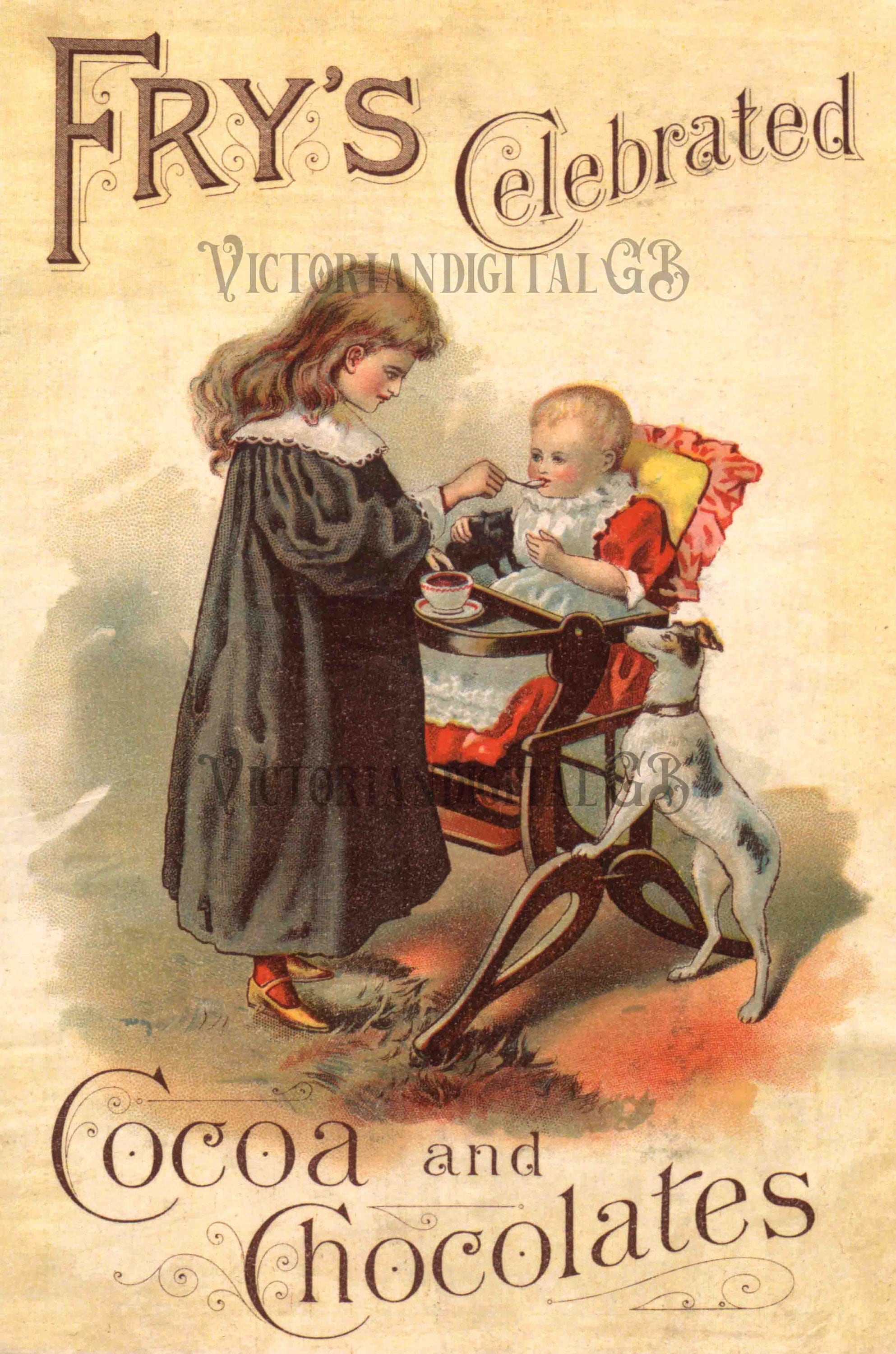 Antique Victorian Advertisement - Poster - Fry's Chocolate Showing a ...