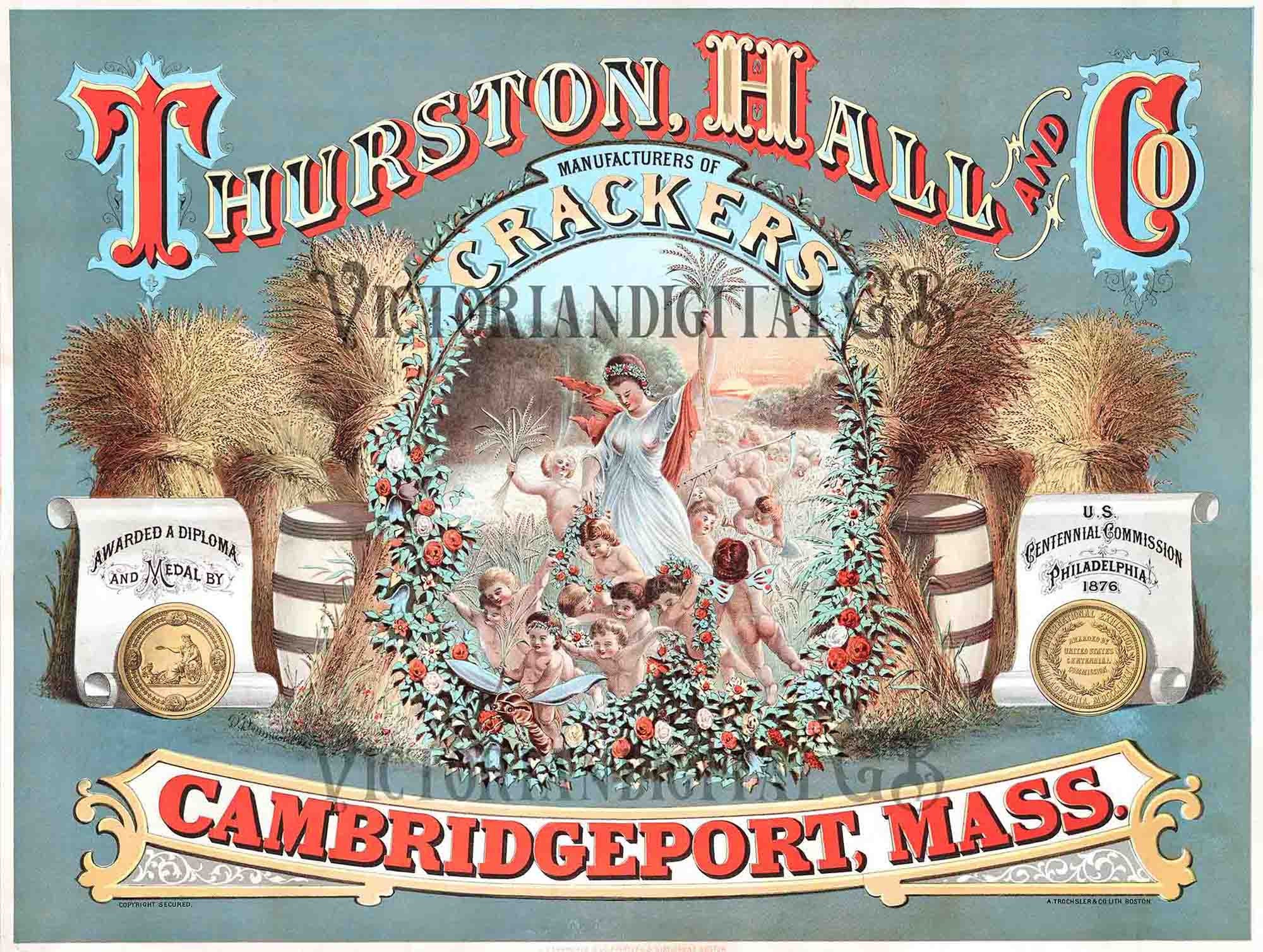 Antique Victorian Advertisement - Poster - Thurstone Cream Crackers ...