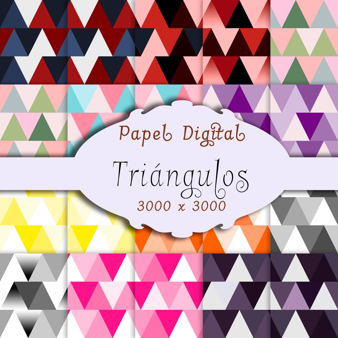 TRIANGLES Digital Paper, Wallpaper With TRIANGLES, Scrapbooking Paper ...