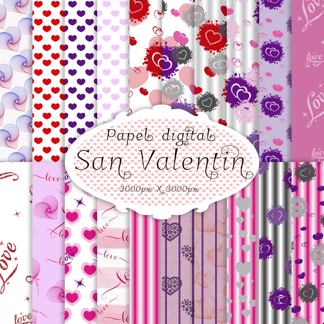 VALENTINE'S Digital Paper, Valentine's Day Scrapbooking Paper, Hearts ...