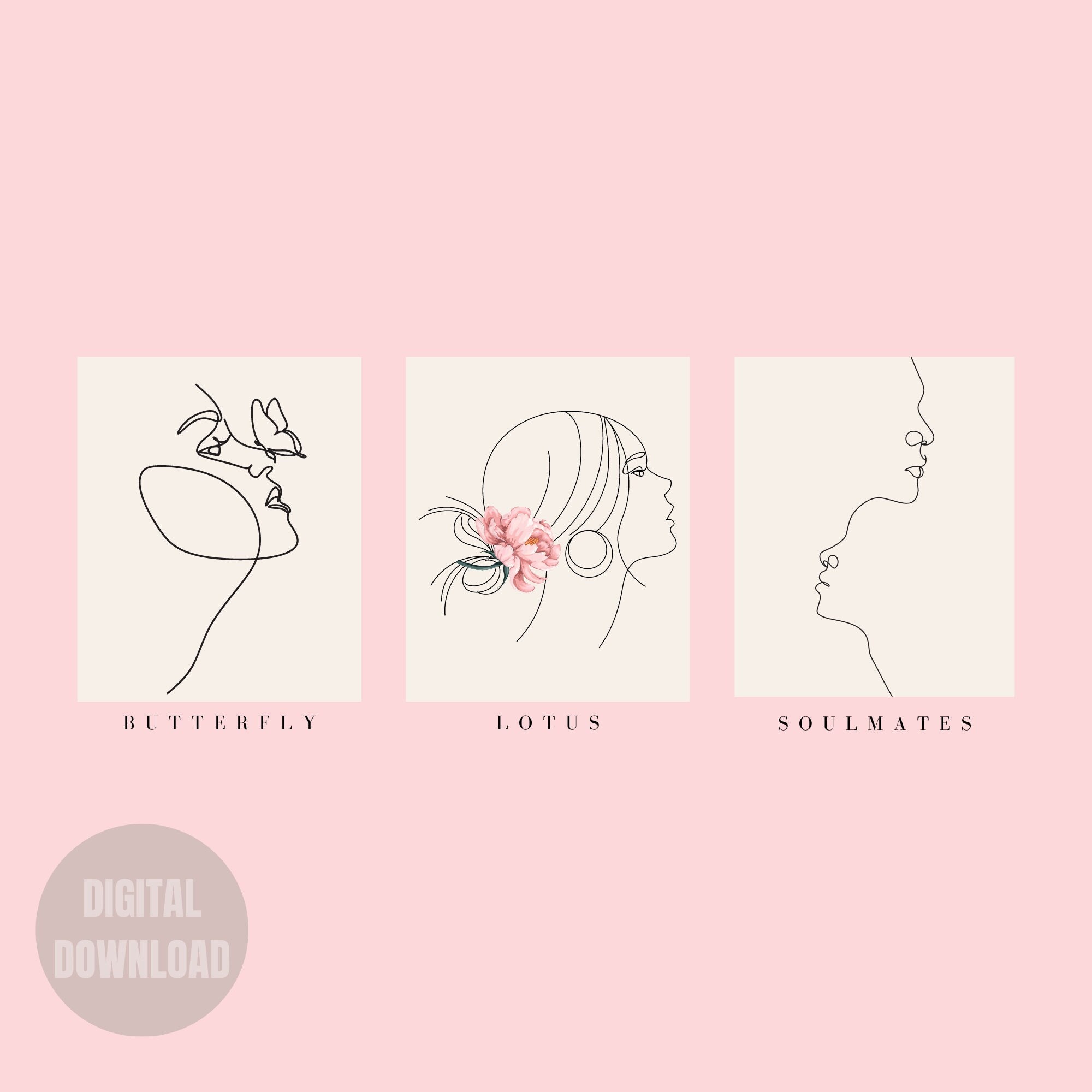 SET of 3 - ONE LINE Art Minimalist Art for Any Room: Set of 3 Oneline ...