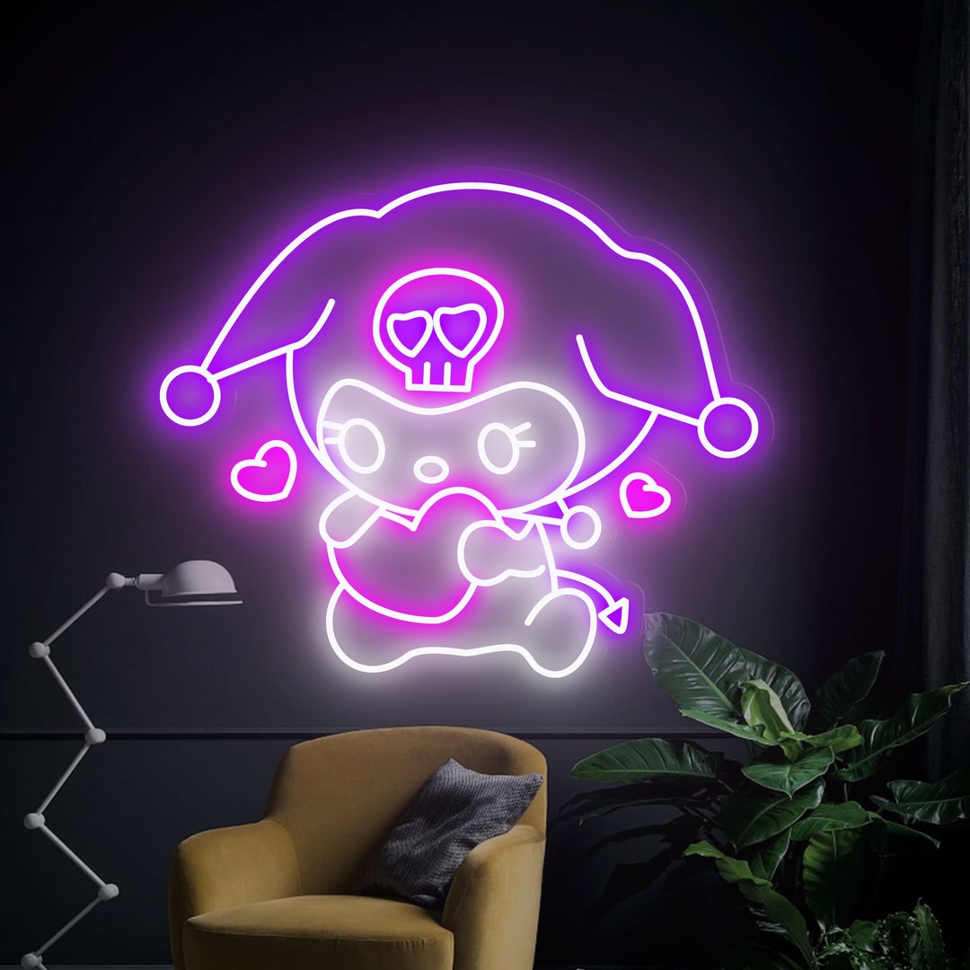 Kuromi Neon Sign Kuromi With Heart Anime Kuromi Led Neon Sign - Etsy
