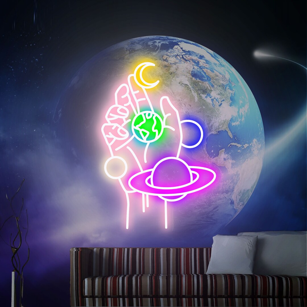 Space Head Neon Sign World Planet Globe Custom Neon Sign - Etsy