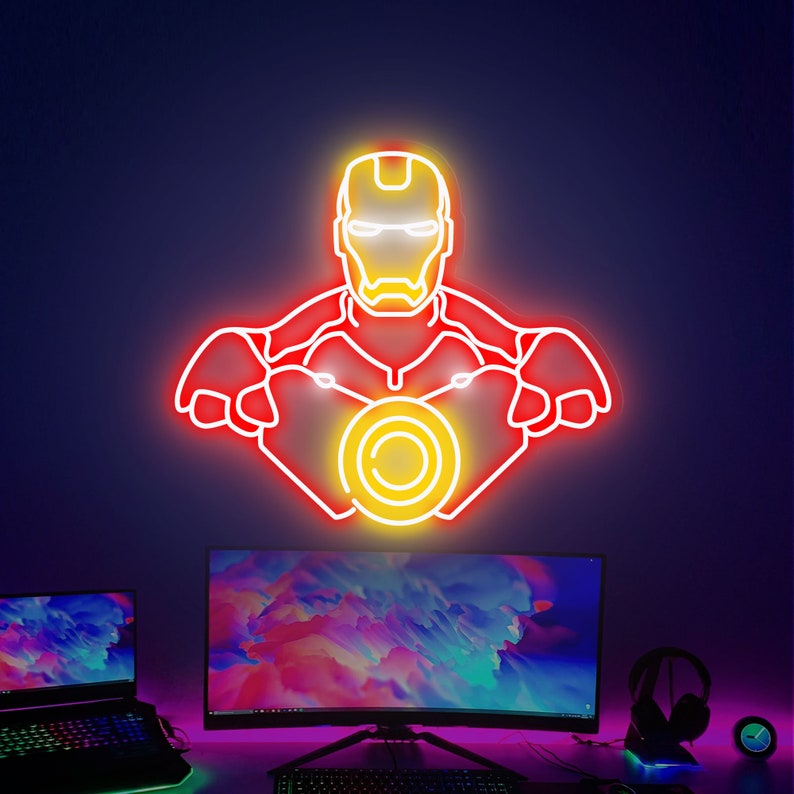 Iron Man Neon Sign Iron Man Neon Sign Wall Decoration Custom - Etsy
