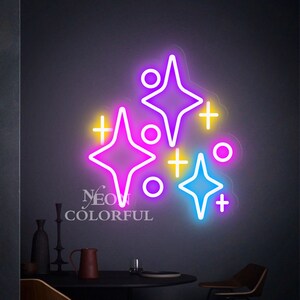 Sparkle Stars Led Neon Sign Kids Room Decor Personalized - Etsy