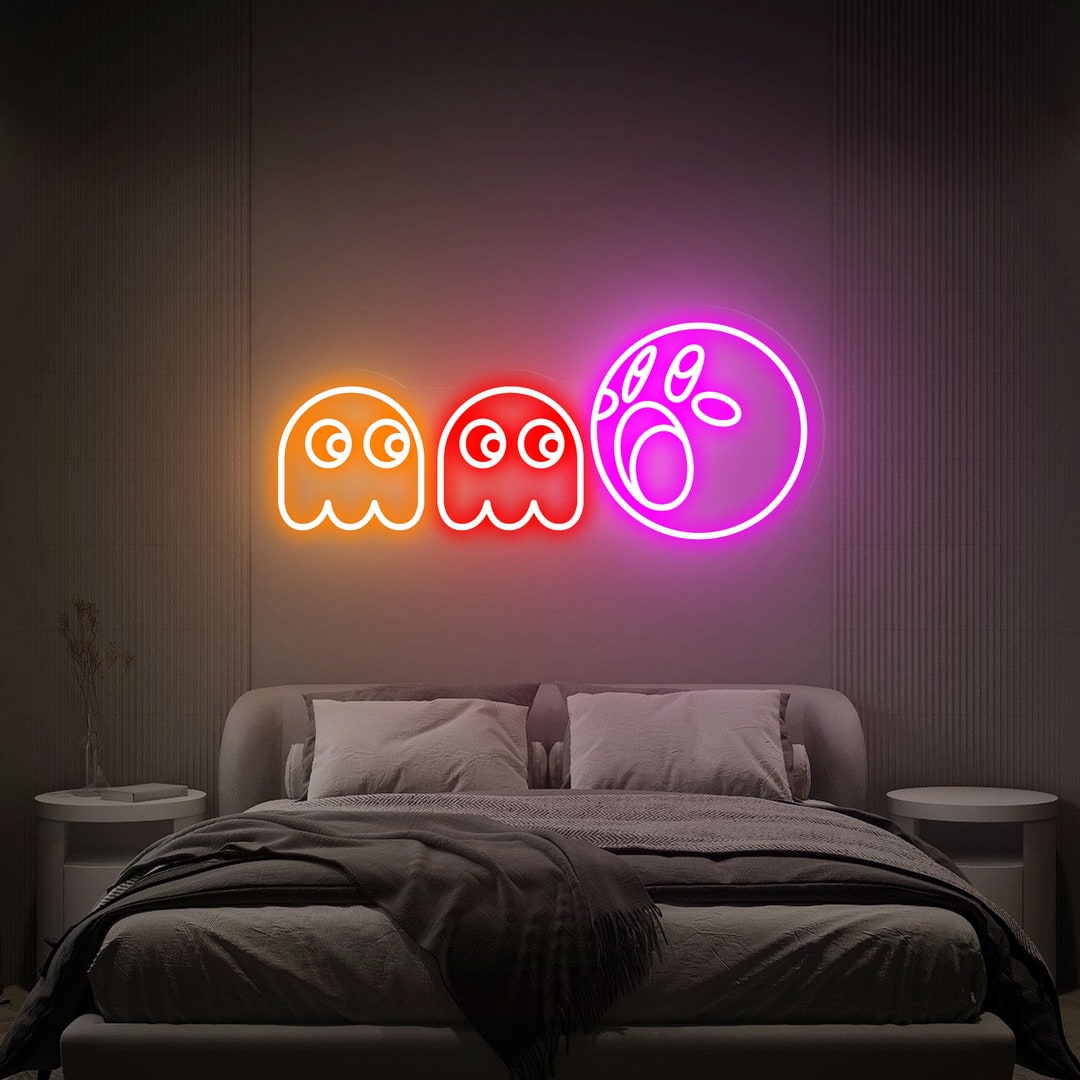 Pac-man Neon Sign Custom Led Neon Light Sign Gaming Room - Etsy