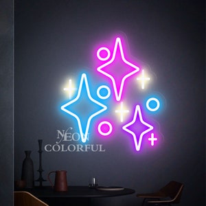 Sparkle Stars Led Neon Sign Kids Room Decor Personalized - Etsy