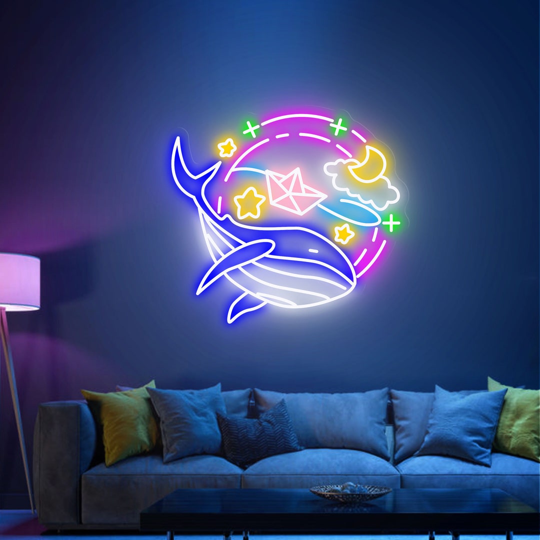 Whale Led Neon Sign Christmas Gift Wall Decor Sign Narrow - Etsy