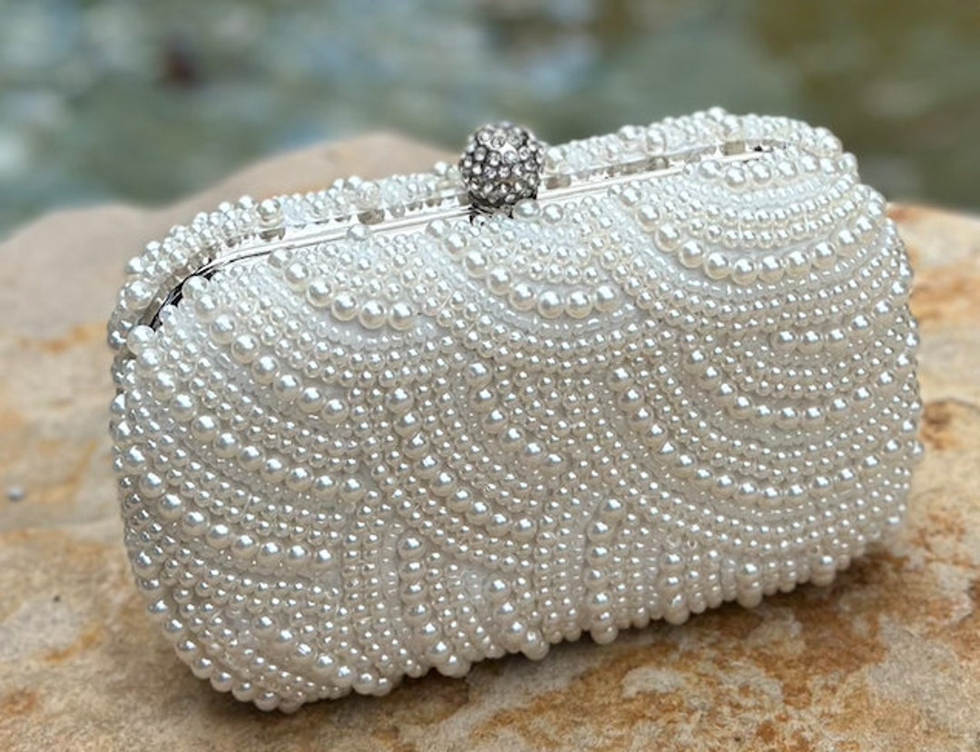 Pearl Bag, Pearl Purse, White Bag, White Purse Clutch, Evening Purse ...