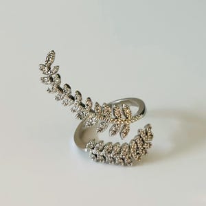 Rhinestone Floral Ring, Flower Ring Adjustable, Unique Gift Idea ...