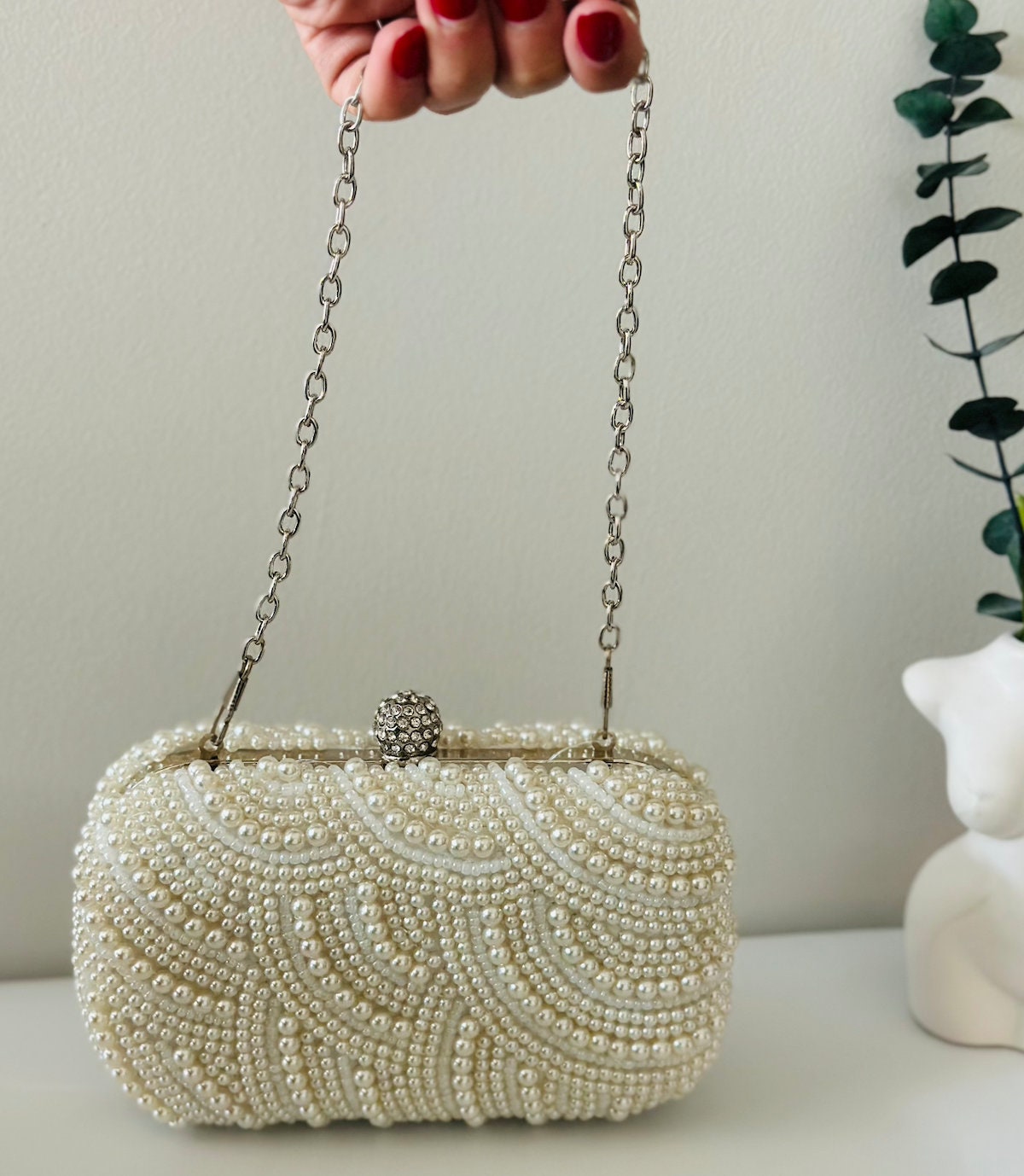 Pearl Bag, Pearl Purse, White Bag, White Purse Clutch, Evening Purse ...