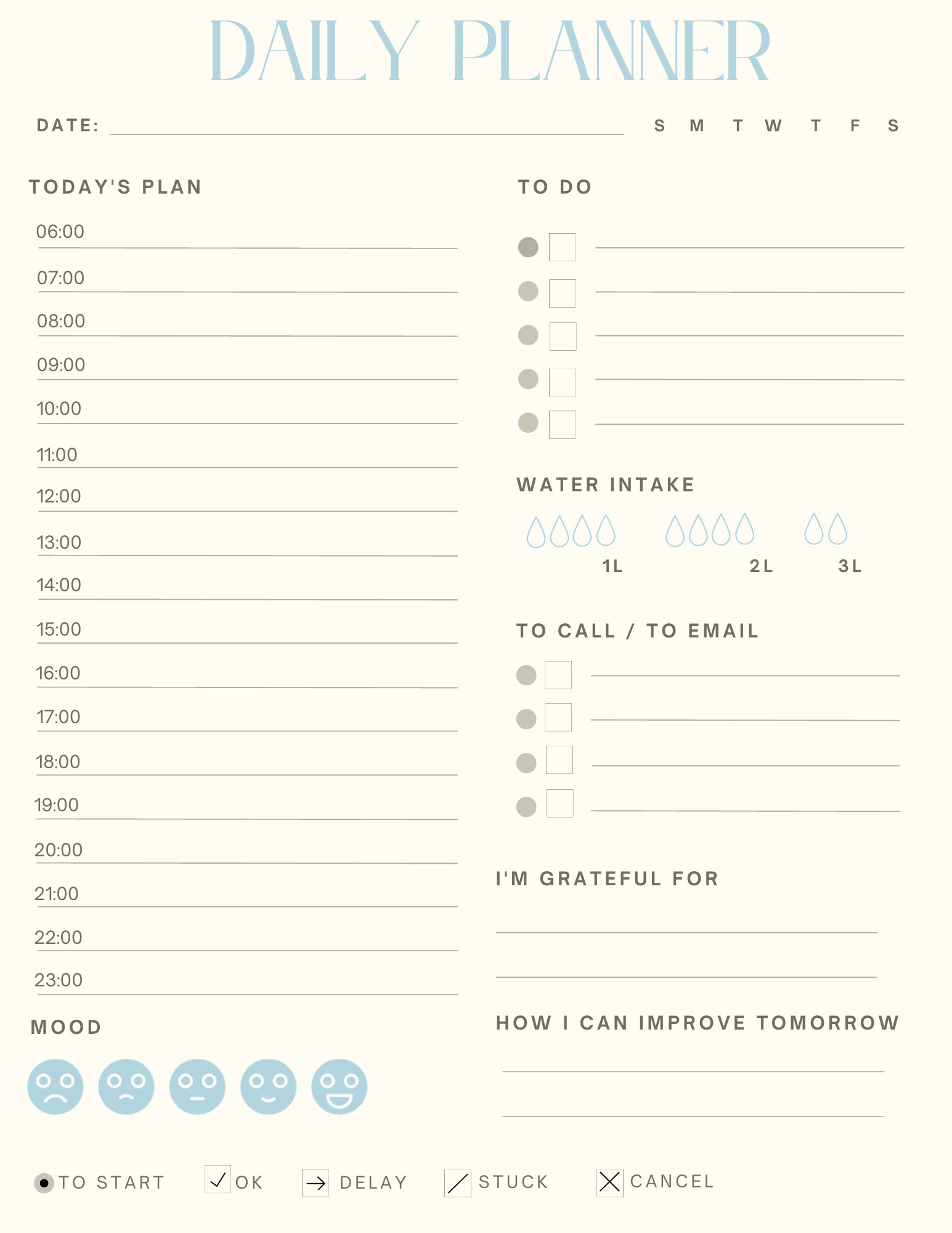 Daily Planner Printable, Instant Download, Digital Planner, Printable ...
