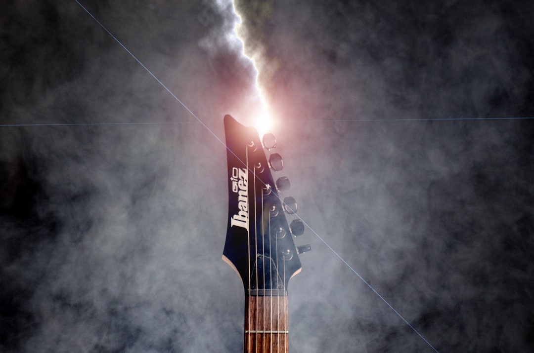 Ibanez Electric Guitar With Smoke and Lightning. Poster as JPG Download ...