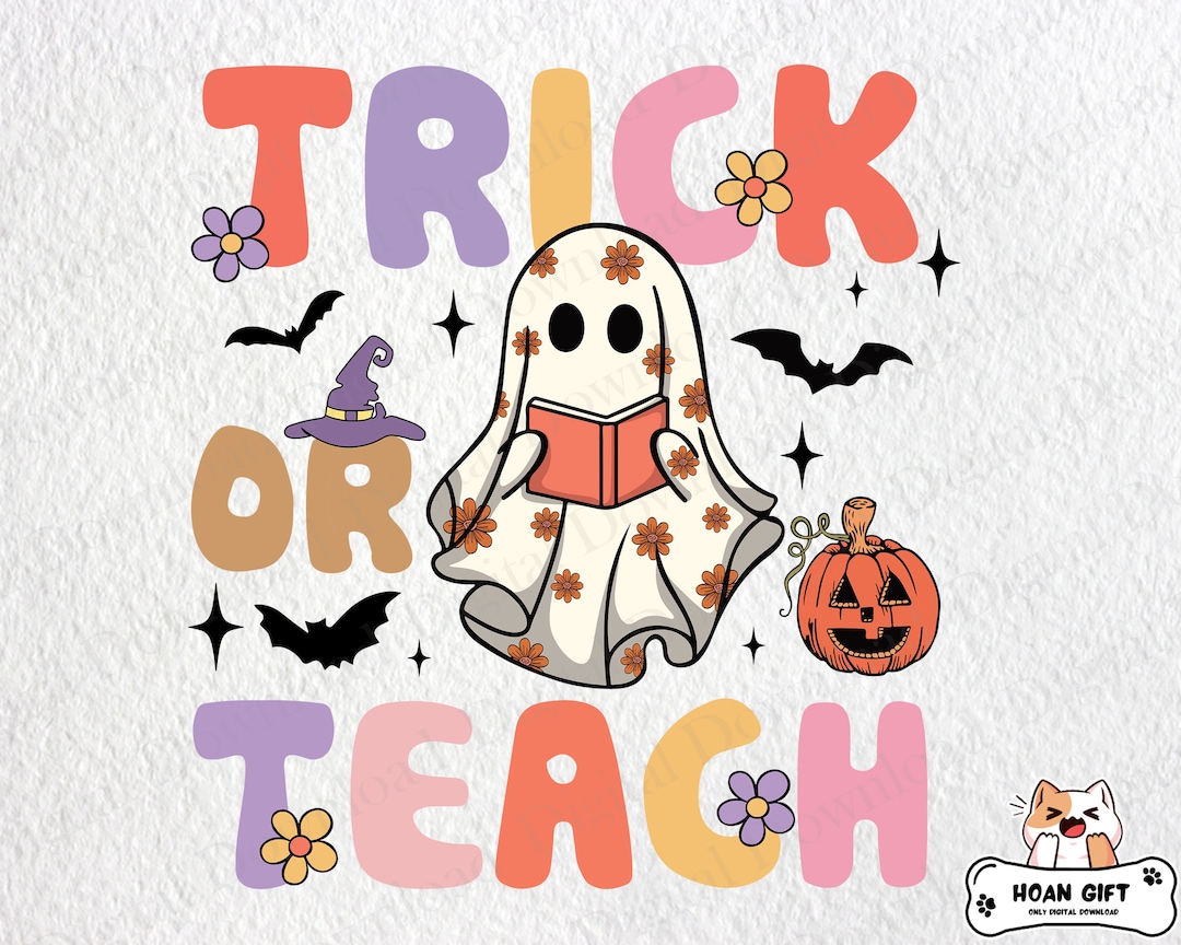 Trick or Teach Spooky Halloween Png, Spooky Teacher Librarian Gift Png ...